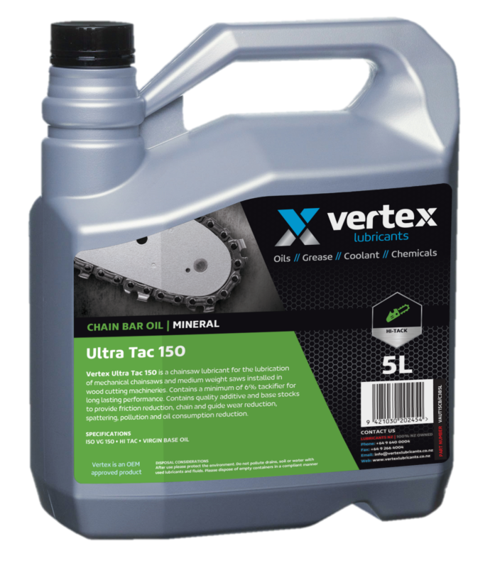 Ultra Tac 150 Chain And Bar Oil - Vertex Lubricants