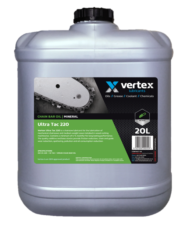 Ultra Tac 220 Chain And Bar Oil - Vertex Lubricants