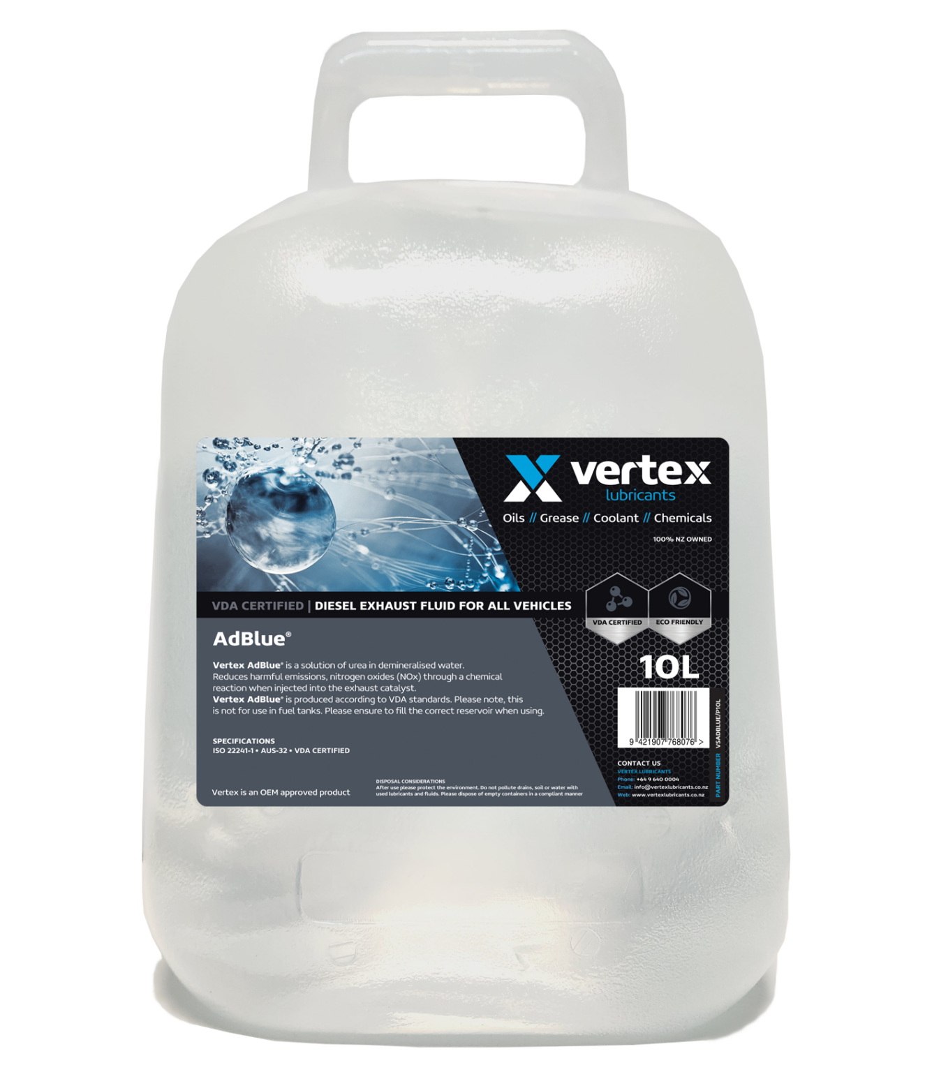 ADBLUE DIESEL EXHAUST FLUID 10 LITRE - Vertex Lubricants